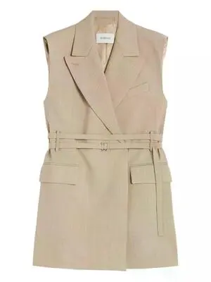 Sportmax Belted Sleeveless Jacket - Neutrals