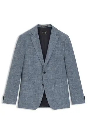 BOSS Patterned Regular-fit Jacket In A Cotton Blend - Dark Blue