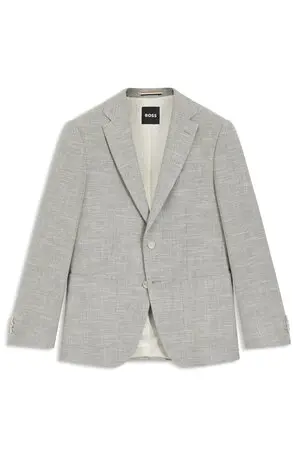 BOSS Patterned Regular-fit Jacket In A Cotton Blend - Light Green