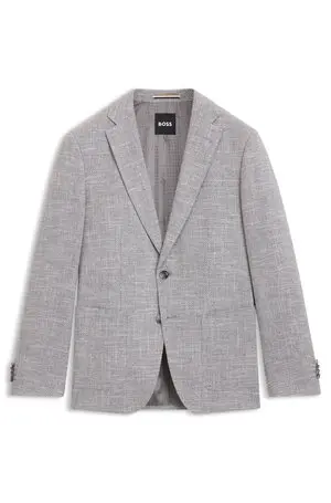 BOSS Patterned Regular-fit Jacket In A Cotton Blend - Silver