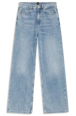 BOSS Light- Wide-leg Jeans In Rigid Denim - Blue