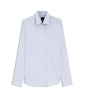 BOSS Easy-iron Regular-fit Shirt In Stretch-cotton Dobby - Light Blue