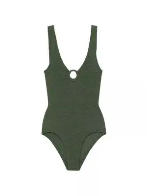 Hunza G Ring-detail Crinkle Swimsuit - Green