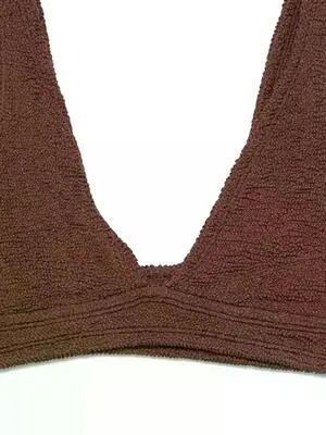 Hunza G V-neck Wide Strap Crinkle Bikini Set - Brown