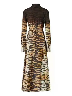 Pinko Long Sleeve Tiger Print Shirt Dress