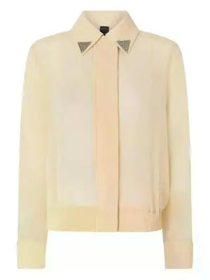 Pinko Embellished-collar Long-sleeve Shirt - Neutrals