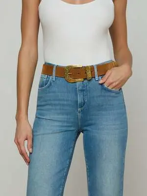 L'Agence Otera Suede Belt - Cognac Suede