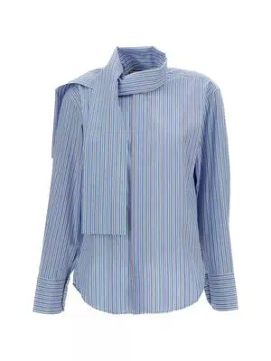 Plan C Striped Scarf Shirt - Blue