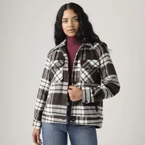LEVI'S Raglan Sleeve Shirt Jacket - Tawny Port Plaid