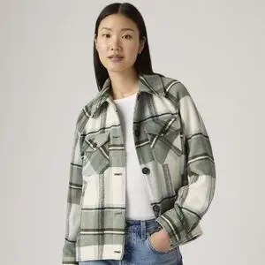 LEVI'S Raglan Sleeve Shirt Jacket - Sea Green Plaid