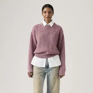 LEVI'S Leilah Cable Crewneck Sweater - Washed Crushed Berry