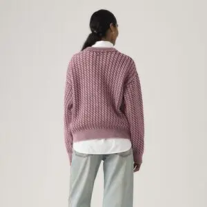 LEVI'S Leilah Cable Crewneck Sweater - Washed Crushed Berry