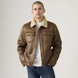 LEVI'S Two Chest Pocket Faux Shearling Jacket