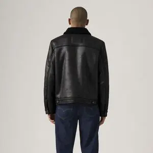 LEVI'S Two Chest Pocket Faux Shearling Collar Jacket - Black