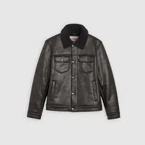 LEVI'S Two Chest Pocket Faux Shearling Collar Jacket - Black