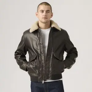 LEVI'S Aviator Jacket With Removeable Sherpa Collar - Dark Brown