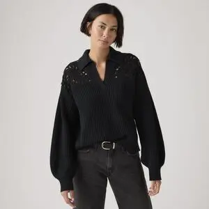 LEVI'S Bianca Crochet Polo Sweater - Anthracite Night