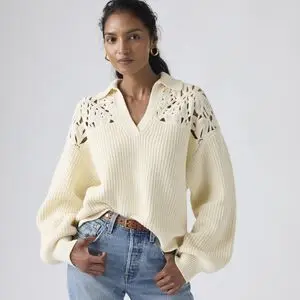 LEVI'S Bianca Crochet Polo Sweater - Tofu