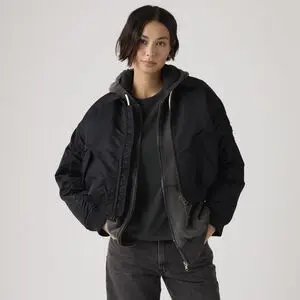 LEVI'S Bowie Cropped Bomber Jacket - Anthracite Night