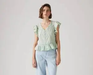 LEVI'S Aniston Short Sleeve Blouse - Silt Green