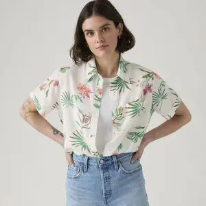 LEVI'S Darlene Linen Blend Short Sleeve Shirt - Delilah Floral Egret