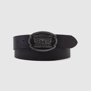 LEVI'S Billy Plaque Leather Belt - Black