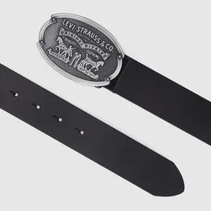 LEVI'S Billy Plaque Leather Belt - Black