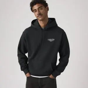 LEVI'S Relaxed Graphic Hoodie Sweatshirt - Worlds Finest Denim Jet Black