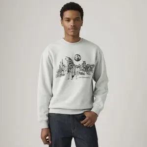 LEVI'S Relaxed Graphic Crewneck Sweatshirt - Wolf Pack Light Heather Grey