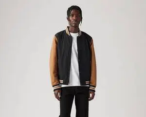LEVI'S Lightweight Colorblock Varsity Jacket - Black And Brown