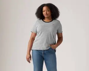 LEVI'S Perfect Creweck Tee Shirt T-shirt - Stripe Caviar