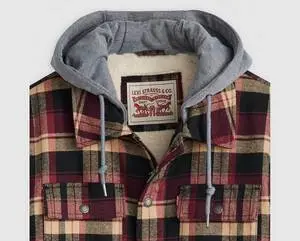 LEVI'S Cotton Plaid Sherpa Lined Shacket