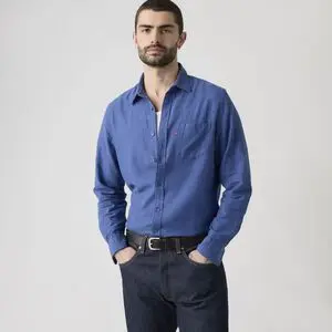 LEVI'S Sunset One Pocket Standard Fit Cotton Linen Shirt - Sunshine Blue Cotton Linen