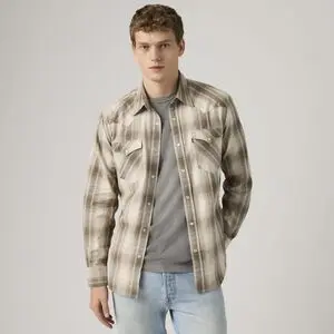 LEVI'S Classic Western Standard Fit Shirt - Floyd Plaid White Pepper Twill