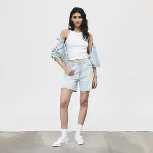 LEVI'S High Rise Baggy Linen+ Denim Lightweight Shorts - Luxury Trip Short