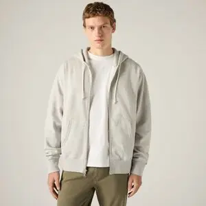 LEVI'S Authentic Full Zip Garment Dye Sweatshirt - Light Grey Heather
