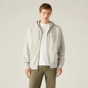 LEVI'S Authentic Full Zip Garment Dye Sweatshirt - Light Grey Heather
