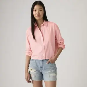 LEVI'S Garment Dye Cropped Harlie Shirt - Garment Dye Coral Blush