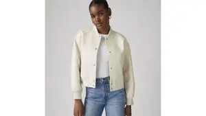 LEVI'S Faux Leather Varsity Bomber Jacket - White