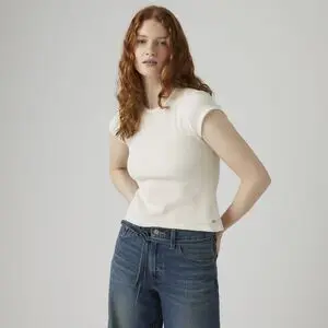 Capped sleeve knit tee
