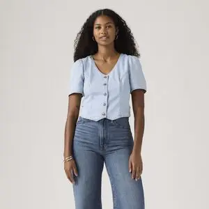 LEVI'S Moxie Short-sleeve Denim Blouse - Soft As Butter