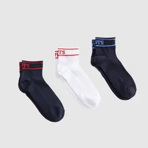 LEVI'S Mid Cut Collegiate Logo Socks - Black Gold