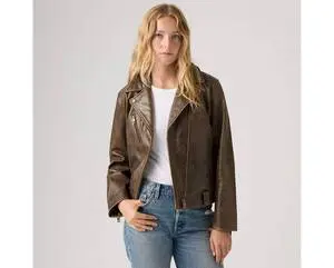 LEVI'S Genuine Leather Moto Jacket - Shitake