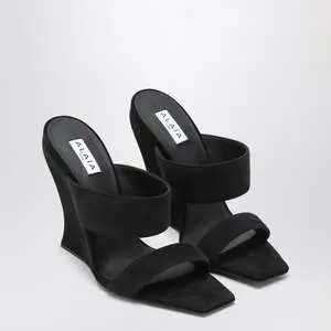 Alaïa Wave Mules In Suede - Black