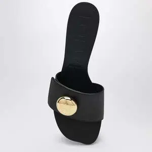 Loewe Pebble Slides In Calf Leather - Black