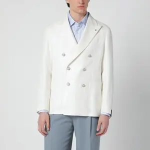 Tagliatore Double-breasted Linen-blend Jacket - White