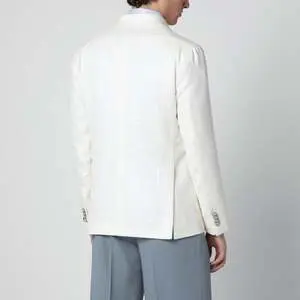 Tagliatore Double-breasted Linen-blend Jacket - White