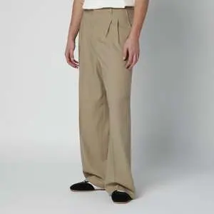 AMI Paris Wide-leg Wool Trousers - Beige