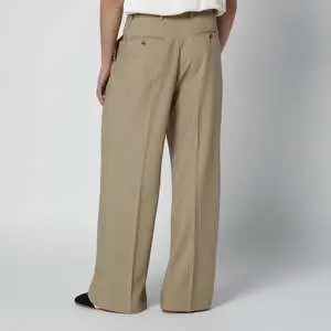 AMI Paris Wide-leg Wool Trousers - Beige