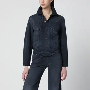 Balenciaga Navy Jacket With Curved Waist - Blue